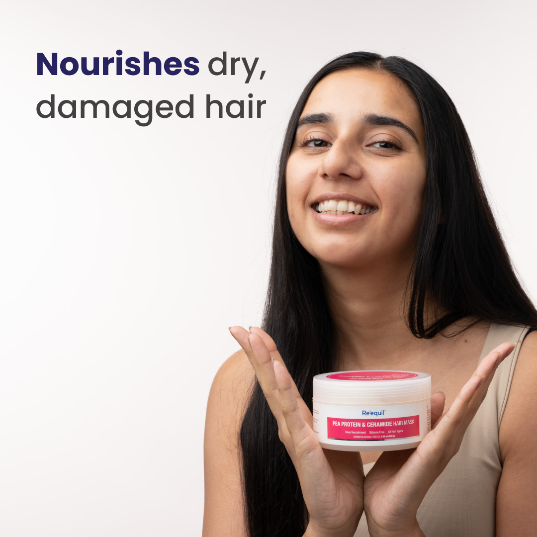 Buy Pea Protein & Ceramide Hair Mask For Dry Damaged Hair - Re'equil