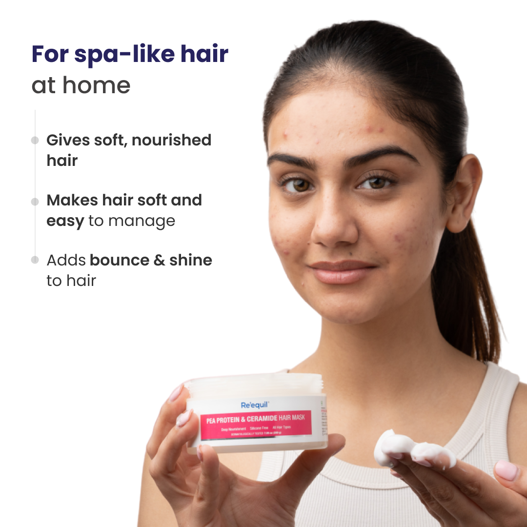 Buy Pea Protein & Ceramide Hair Mask For Dry Damaged Hair - Re'equil